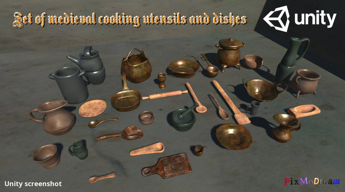 3D medieval cooking utensils dishes - TurboSquid 1331436