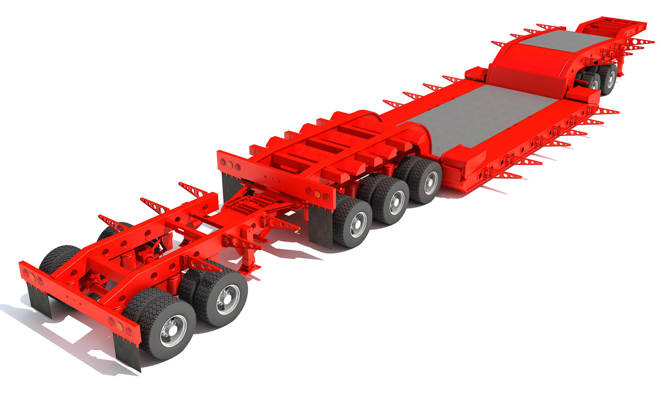 3D heavy haul lowboy trailer model - TurboSquid 1332996