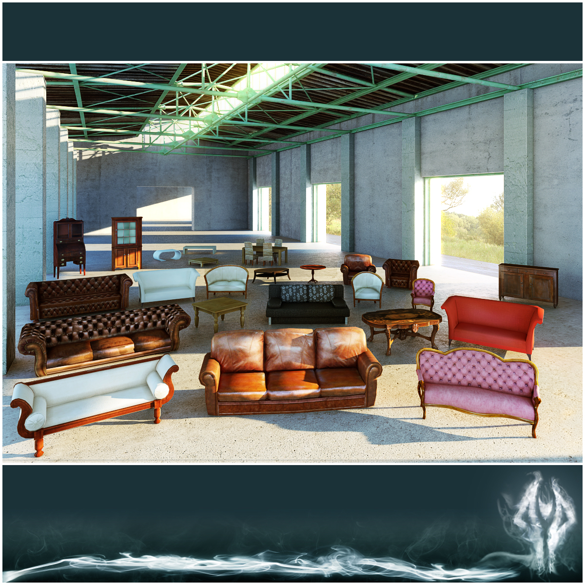 3d model of furniture tables cupboards