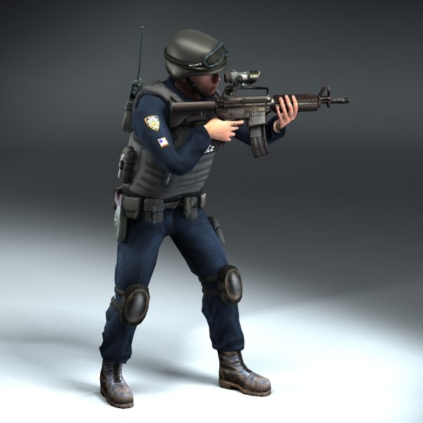 police swat rigged 3d max