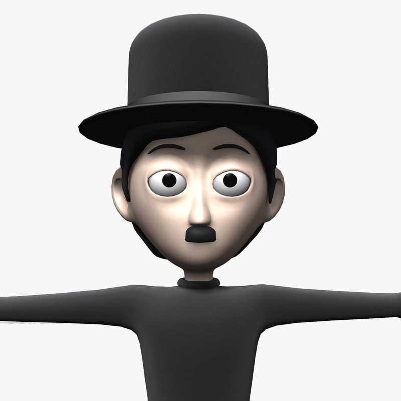 cartoon character charlie chaplin 3d max