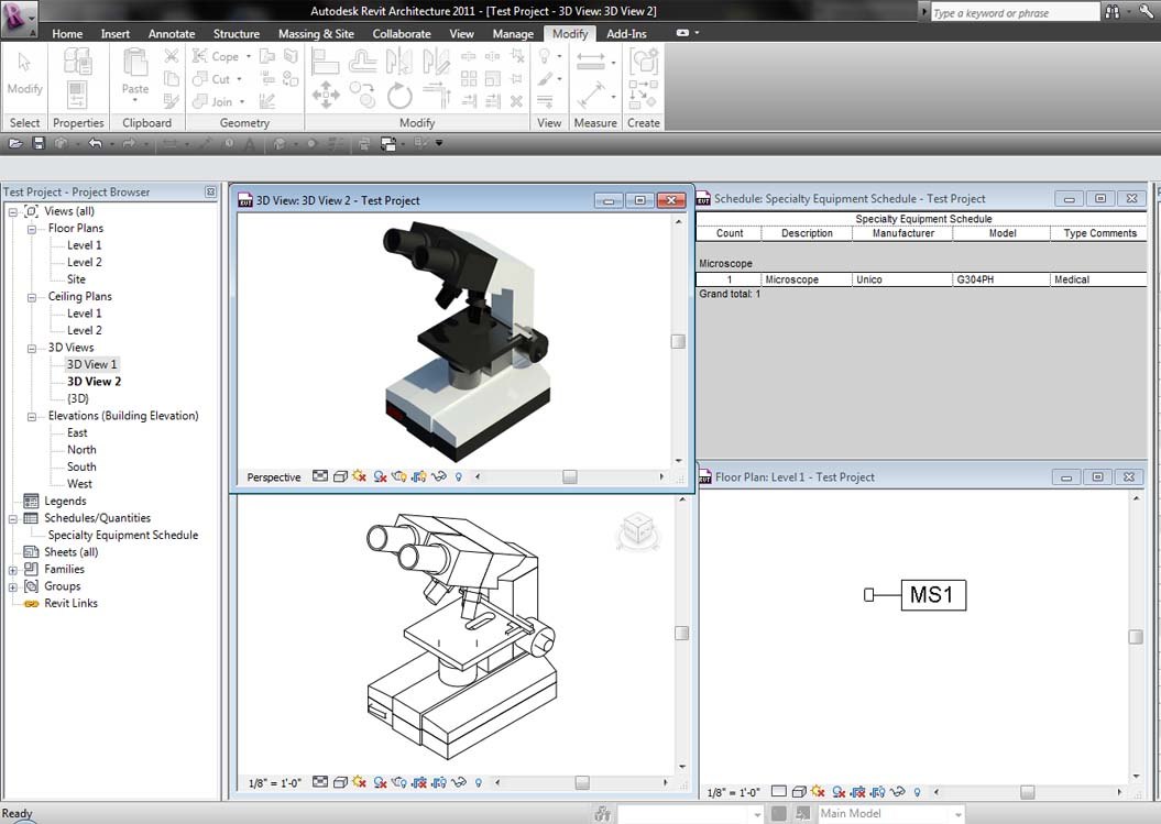 Building Revit Family Unico Microscope Medical