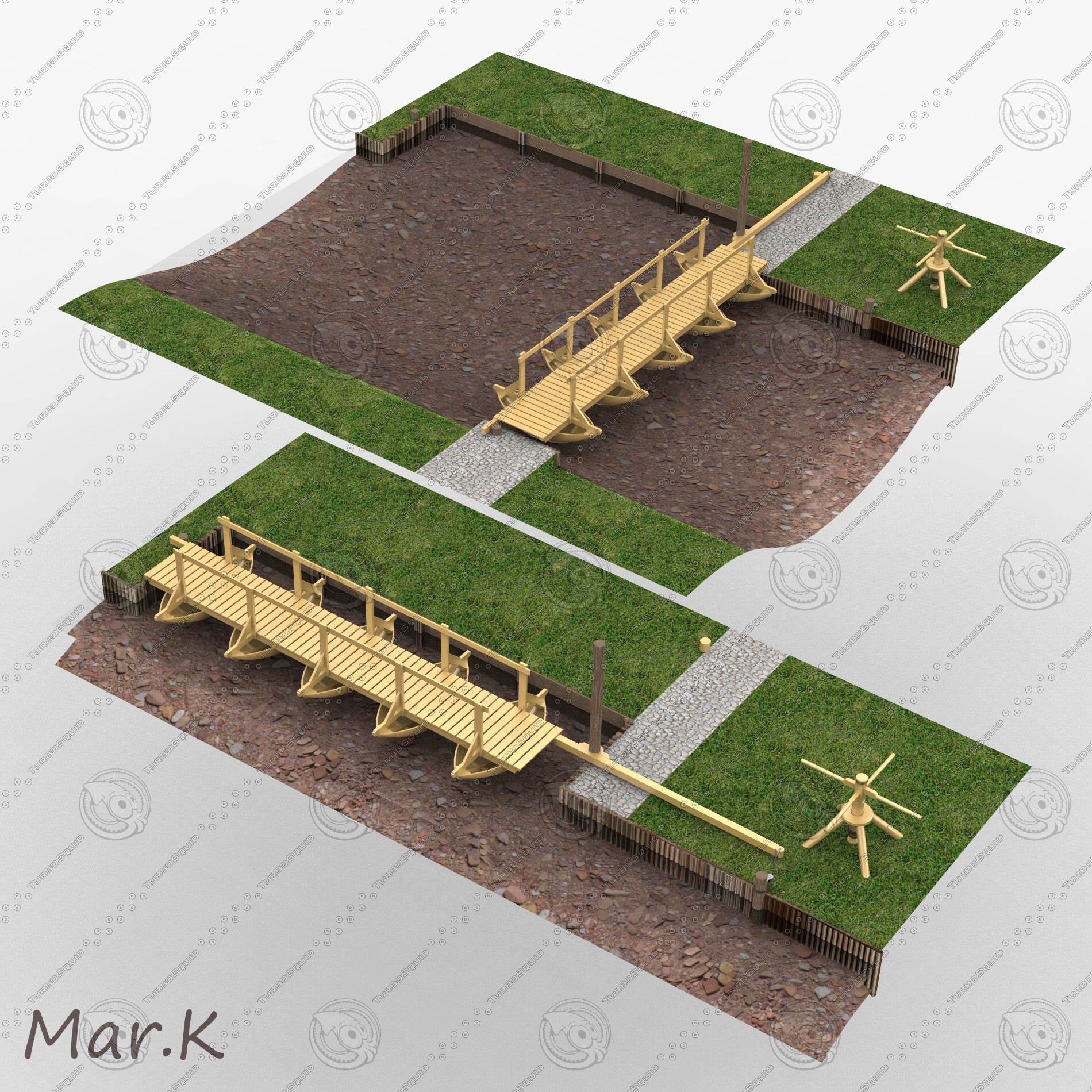 3d model pontoon bridge