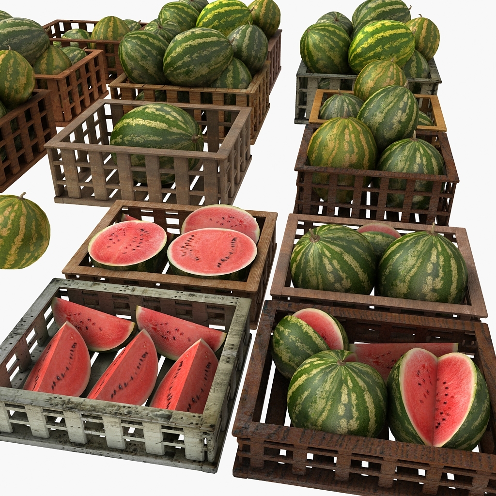 modelo 3d Melón Cajas de frutas Casos Mercado Tienda Tienda ...