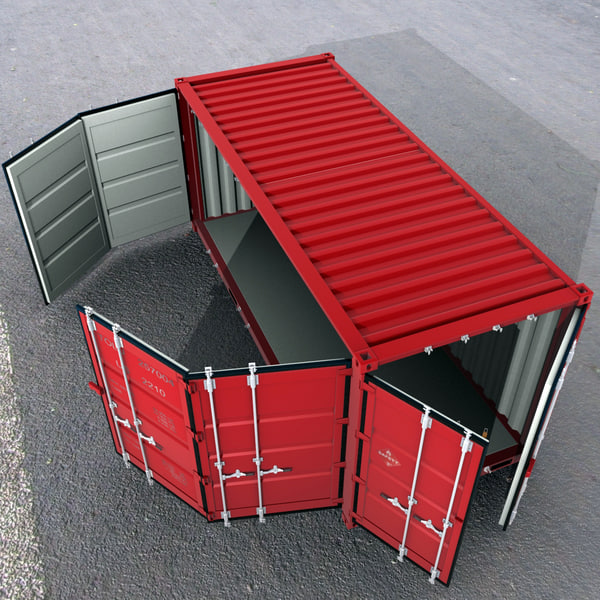 3d iso open shipping container