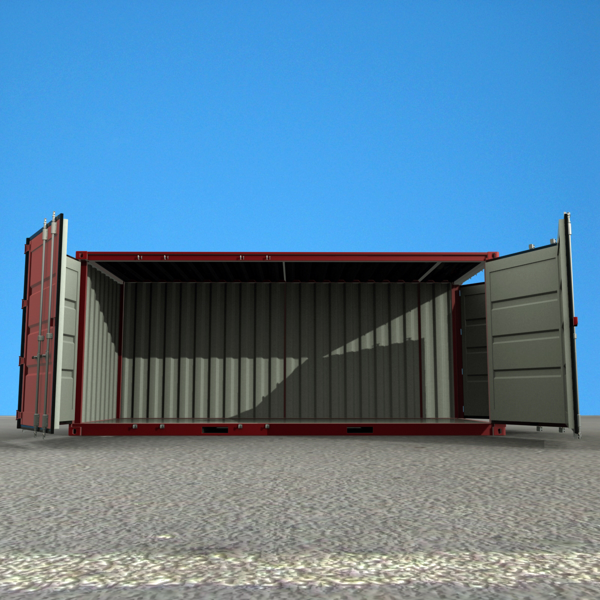 3d iso open shipping container
