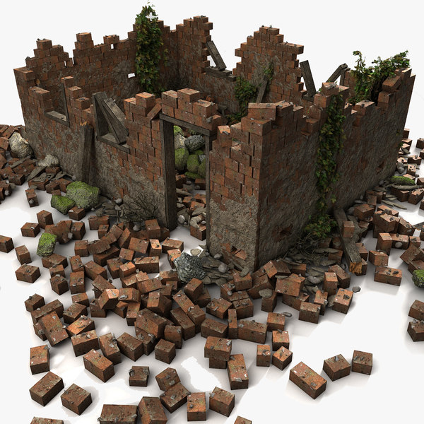 ruined house interior 3d model