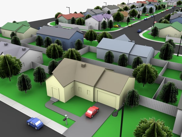 3d model neighborhood block