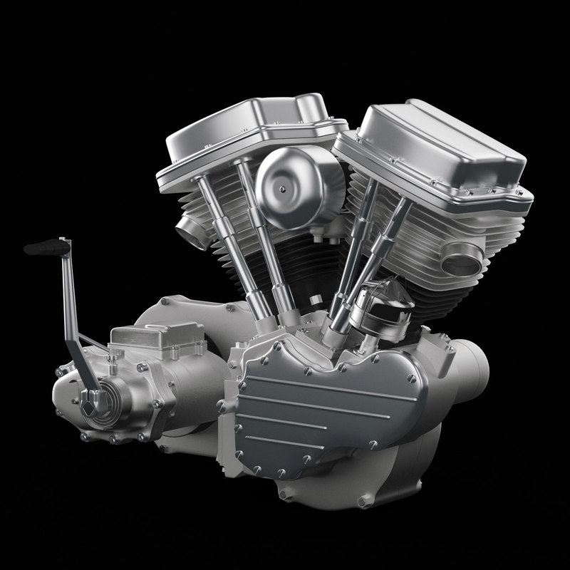 v2 twin engine 3d model