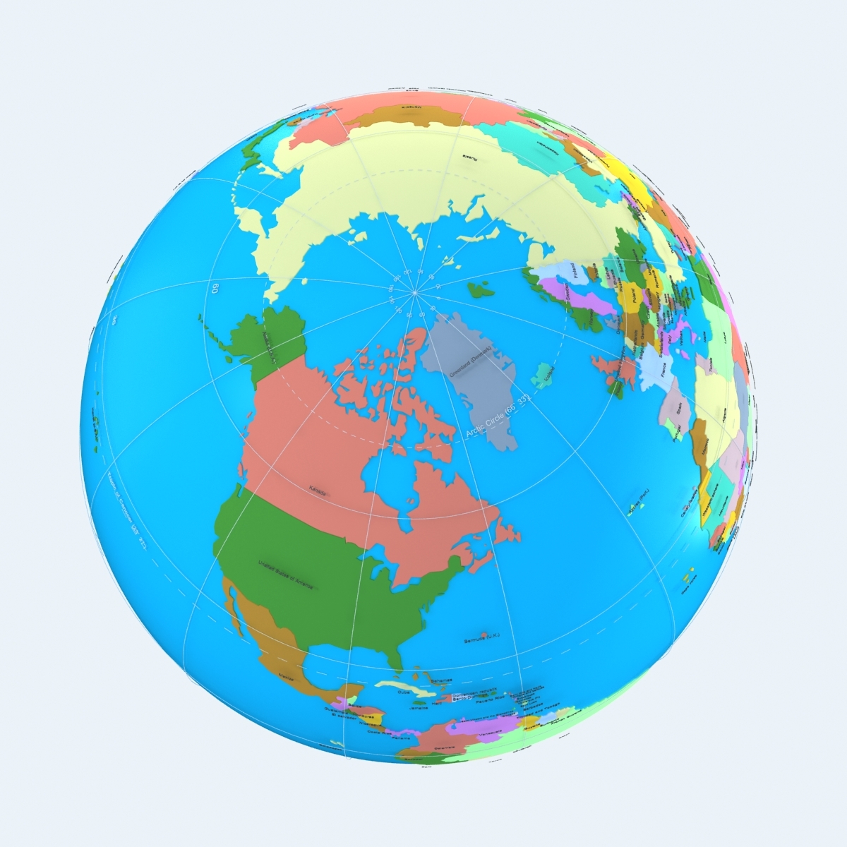 3d model geopolitical globe political