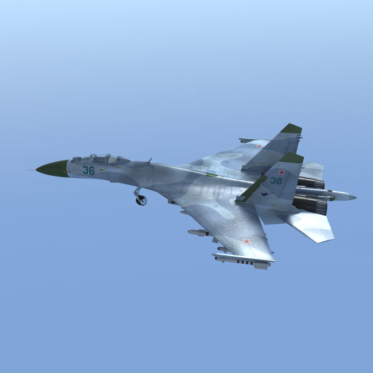 sukhoi su-27 sk flanker 3d model