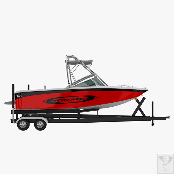 boat trailer motorboat 3d model
