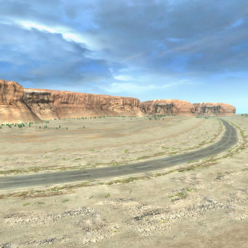 3d model scene road desert complete