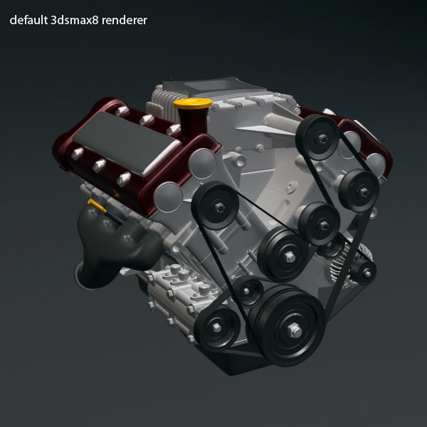 3d modern v8 engine supercharger