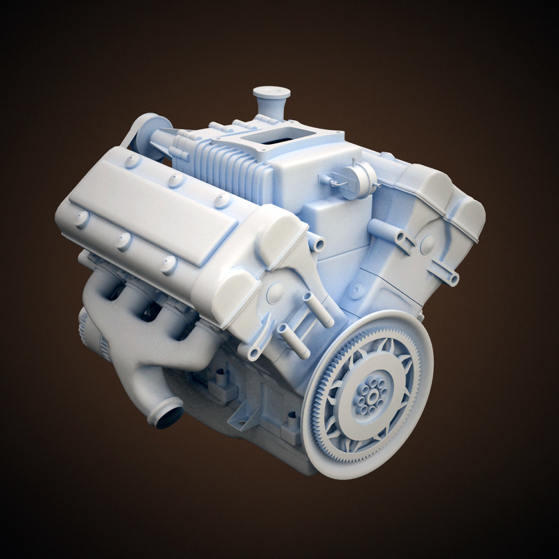 3d modern v8 engine supercharger