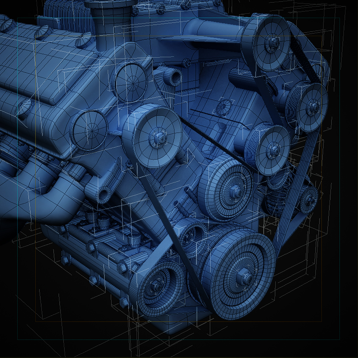3d modern v8 engine supercharger