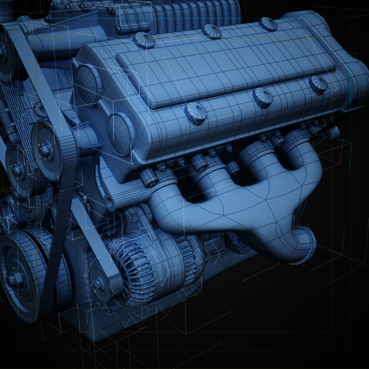 3d modern v8 engine supercharger