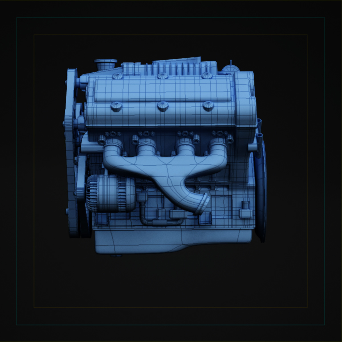 3d modern v8 engine supercharger