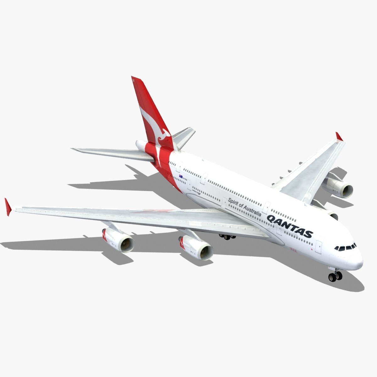 airbus a380 qantas airliner 3d model