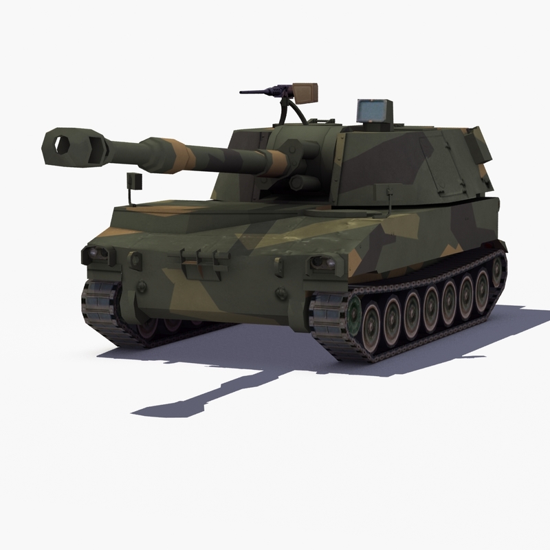 3d model m109 howitzer army