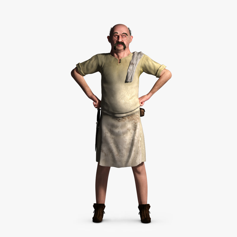 realistic character medieval innkeeper obj