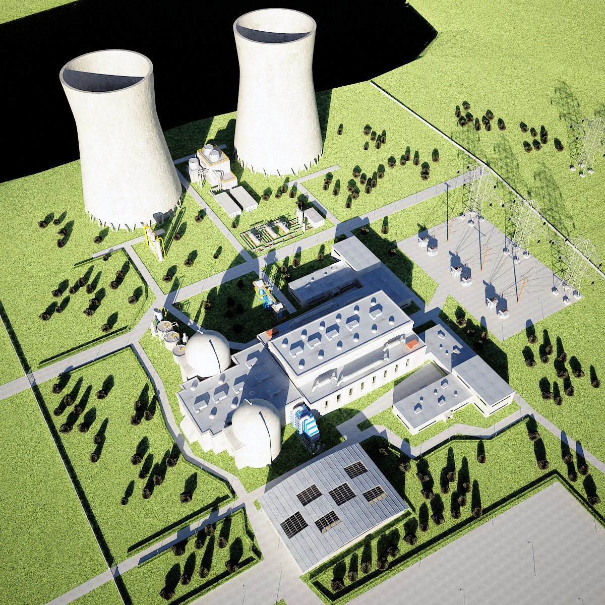 nuclear power plant scene 3d model