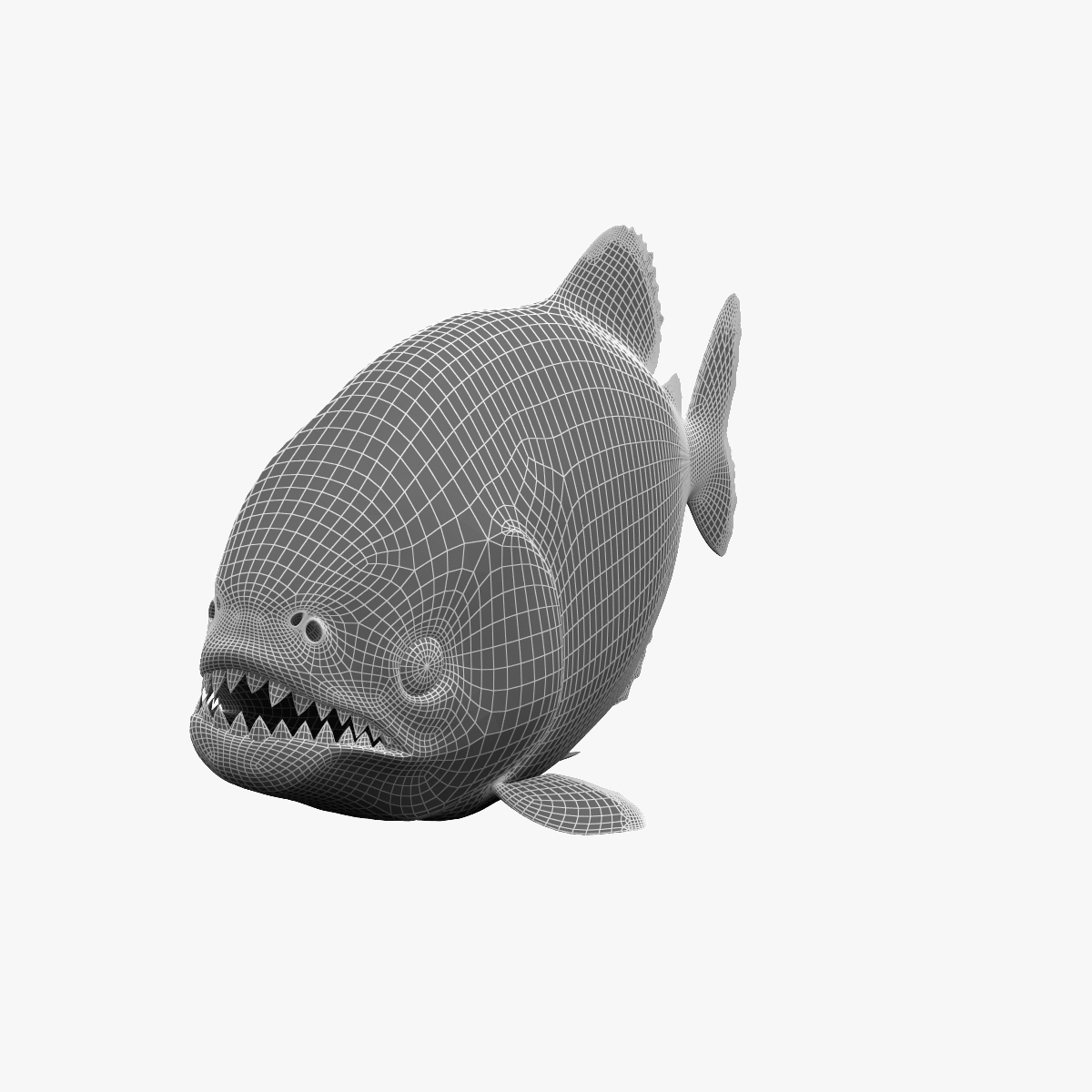 3d piranha modelled