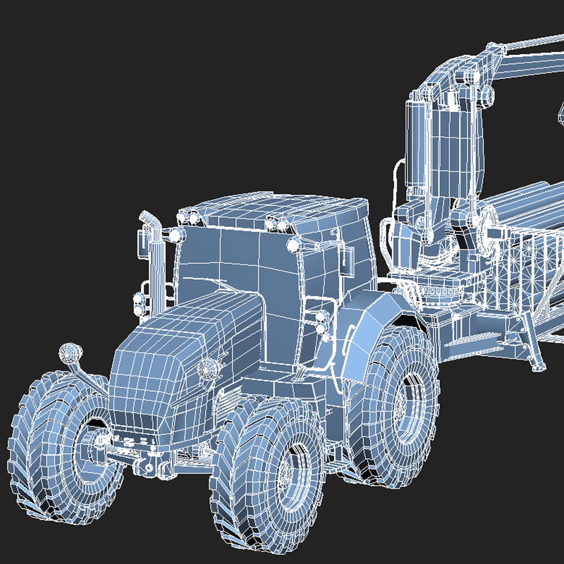 3d heavy tractor wood trailer
