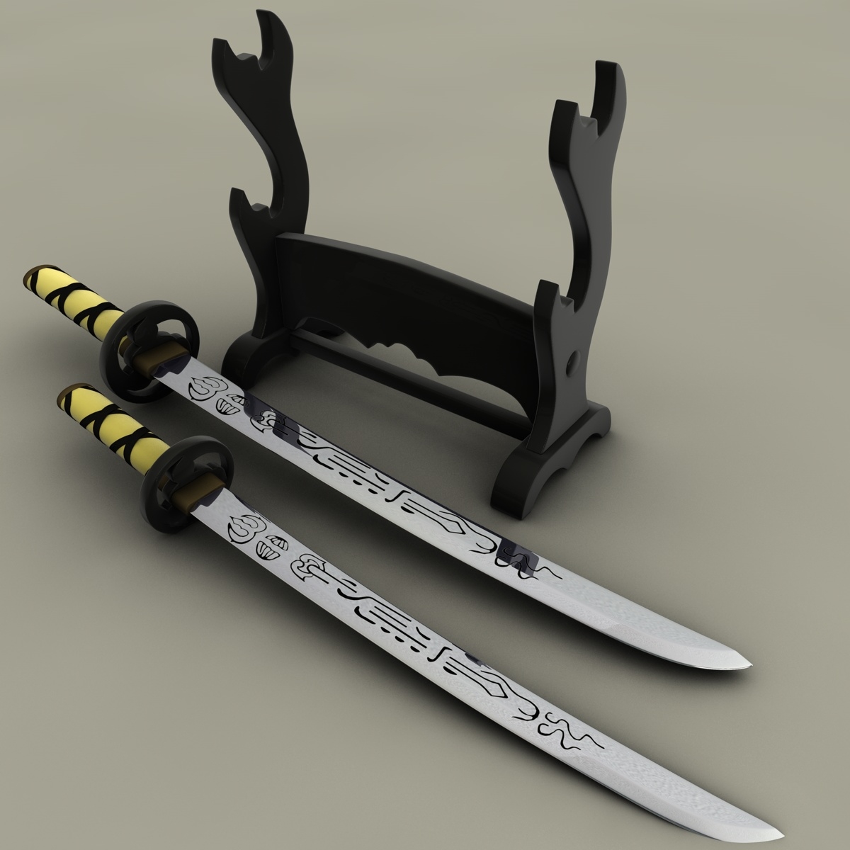 c4d samurai sword ornament