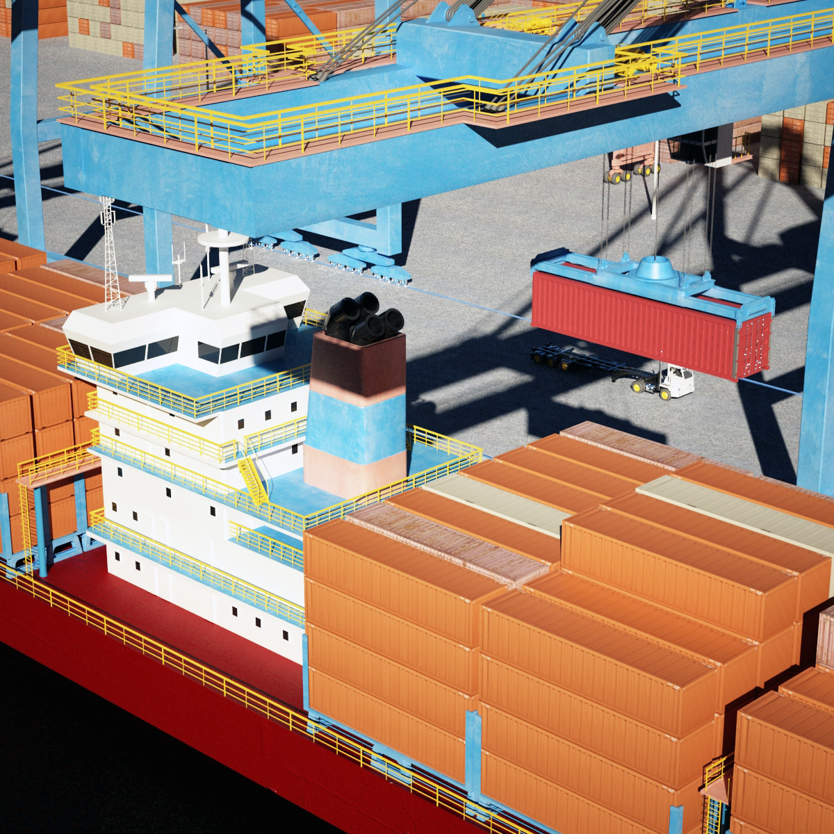 3d container terminal scene