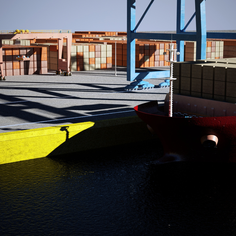 3d container terminal scene