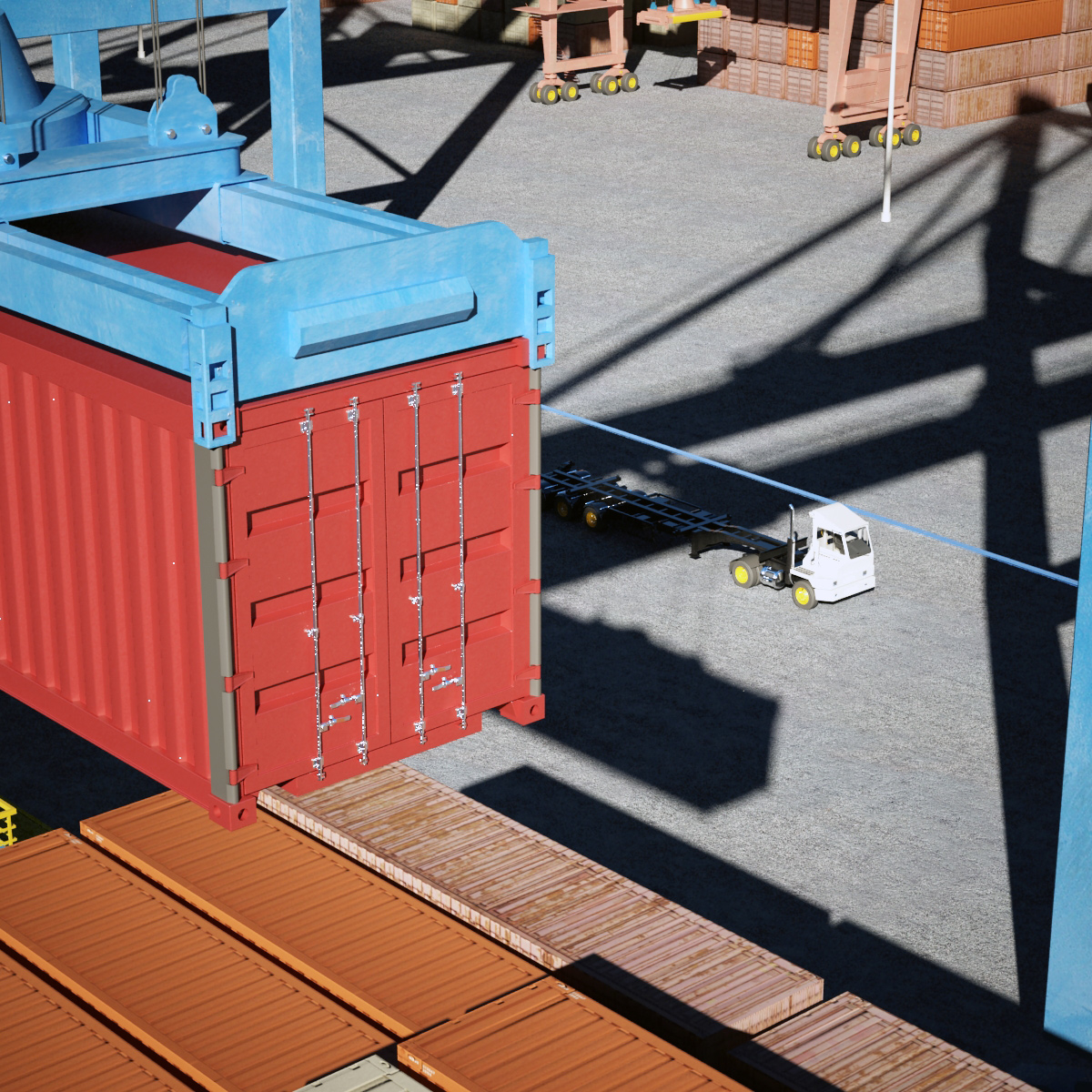 3d container terminal scene