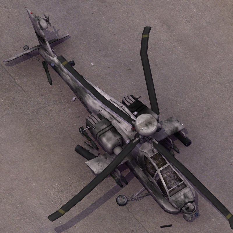 crashed ah64d apache helicopter 3d model
