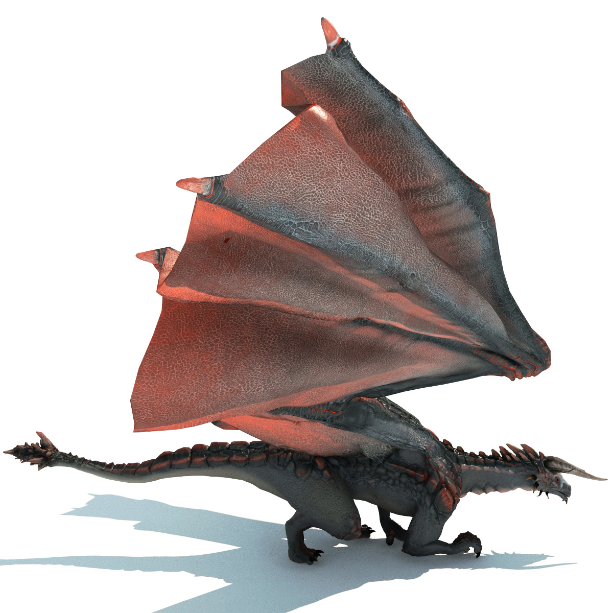 realistic volcano dragon pose 3d model