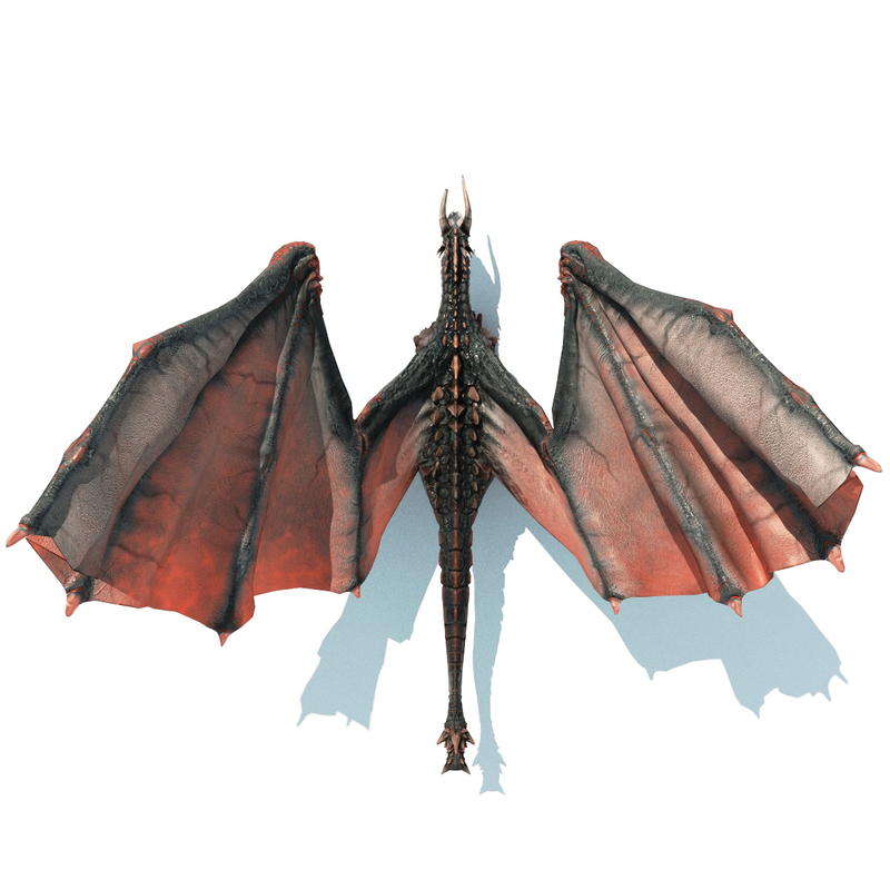 realistic volcano dragon pose 3d model