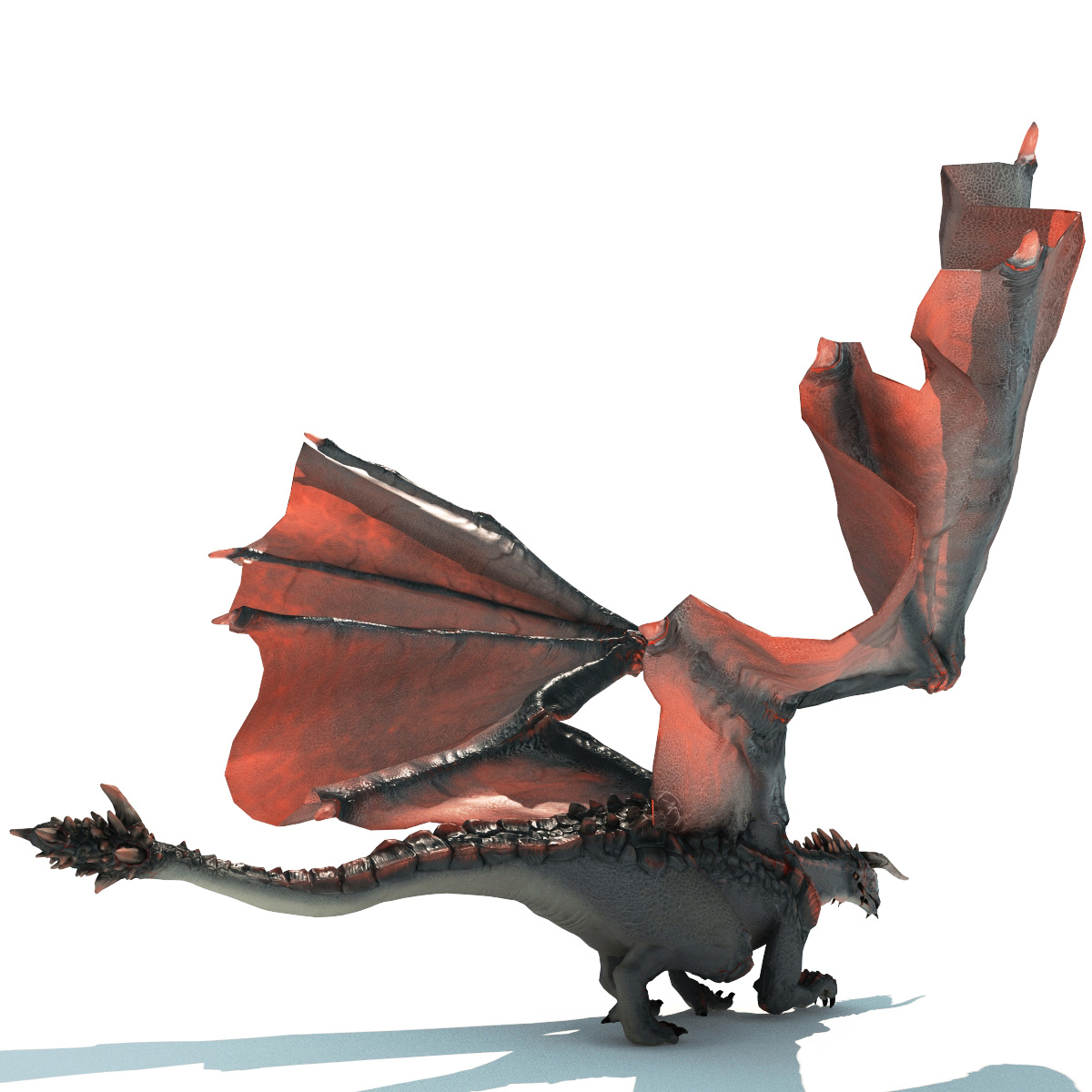 realistic volcano dragon pose 3d model