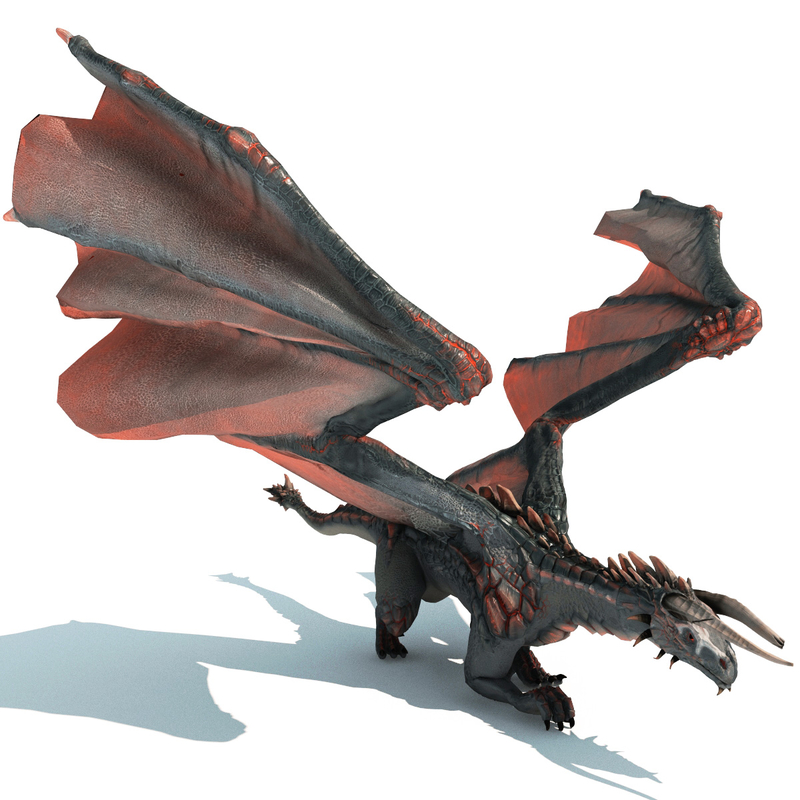 realistic volcano dragon pose 3d model