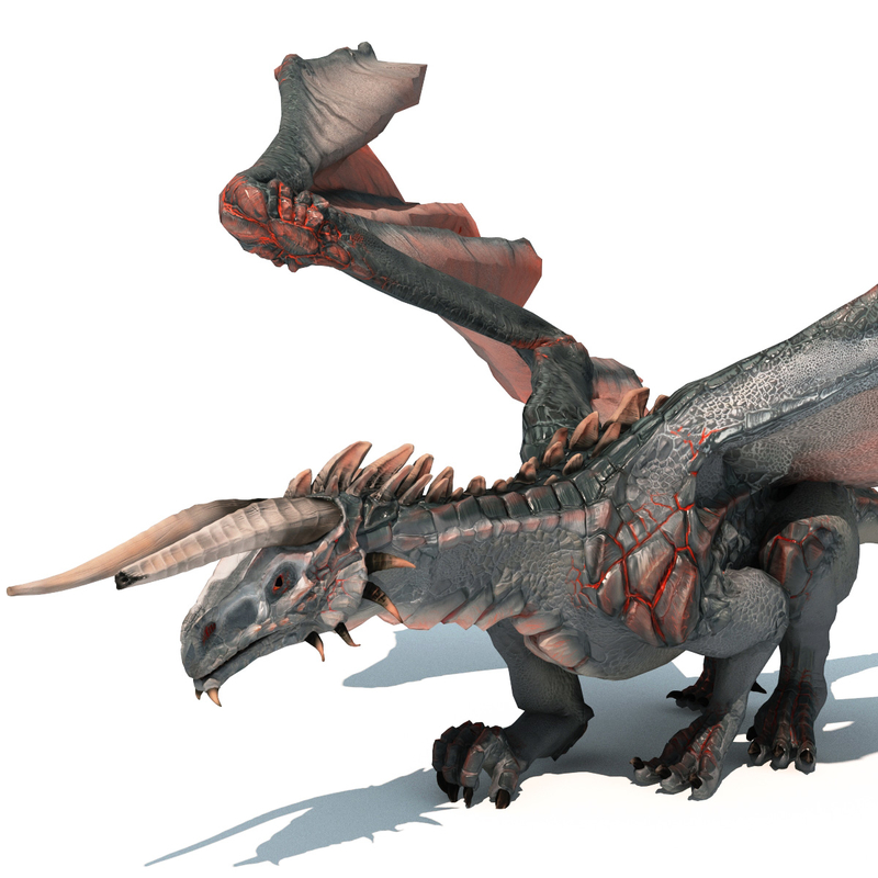 realistic volcano dragon pose 3d model