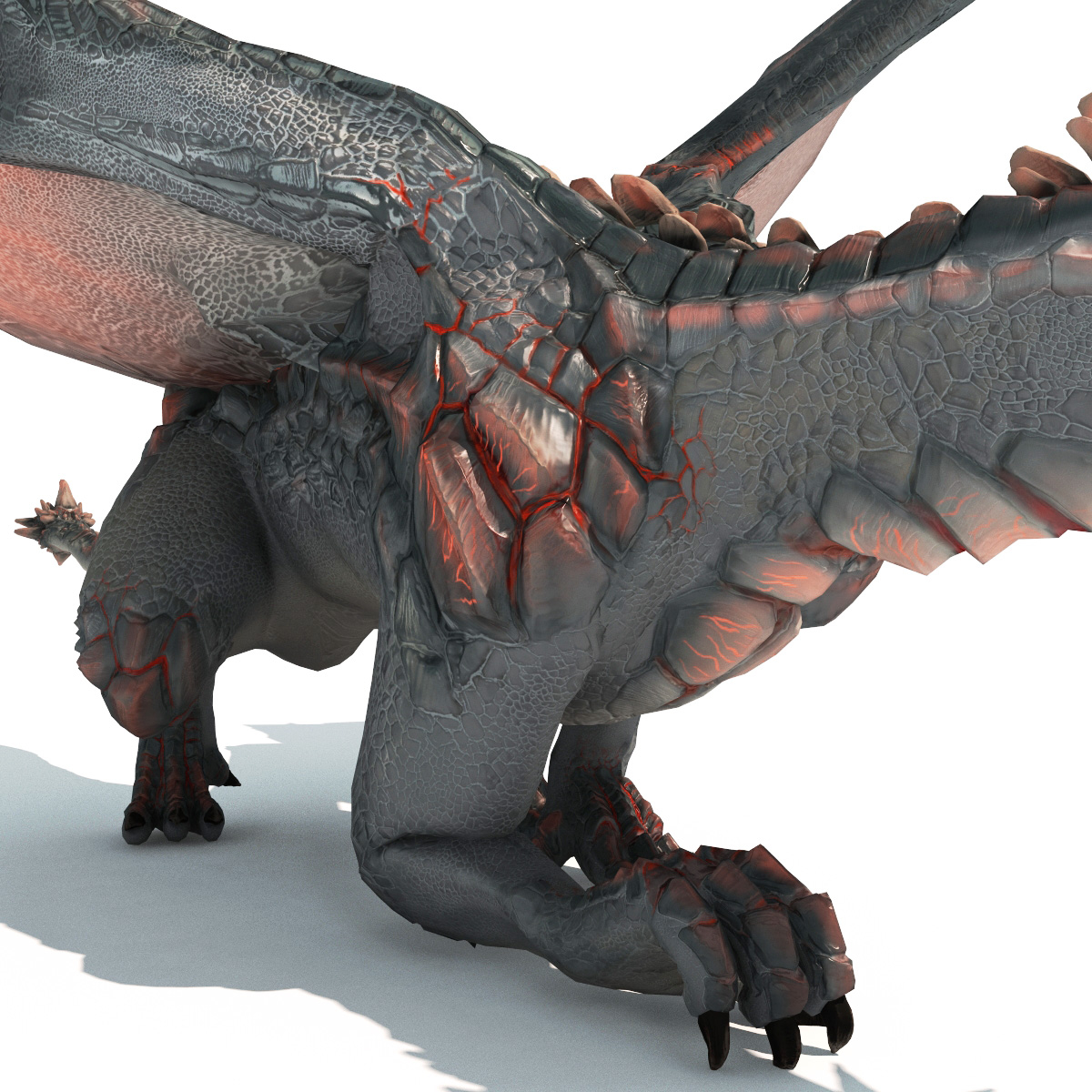 realistic volcano dragon pose 3d model