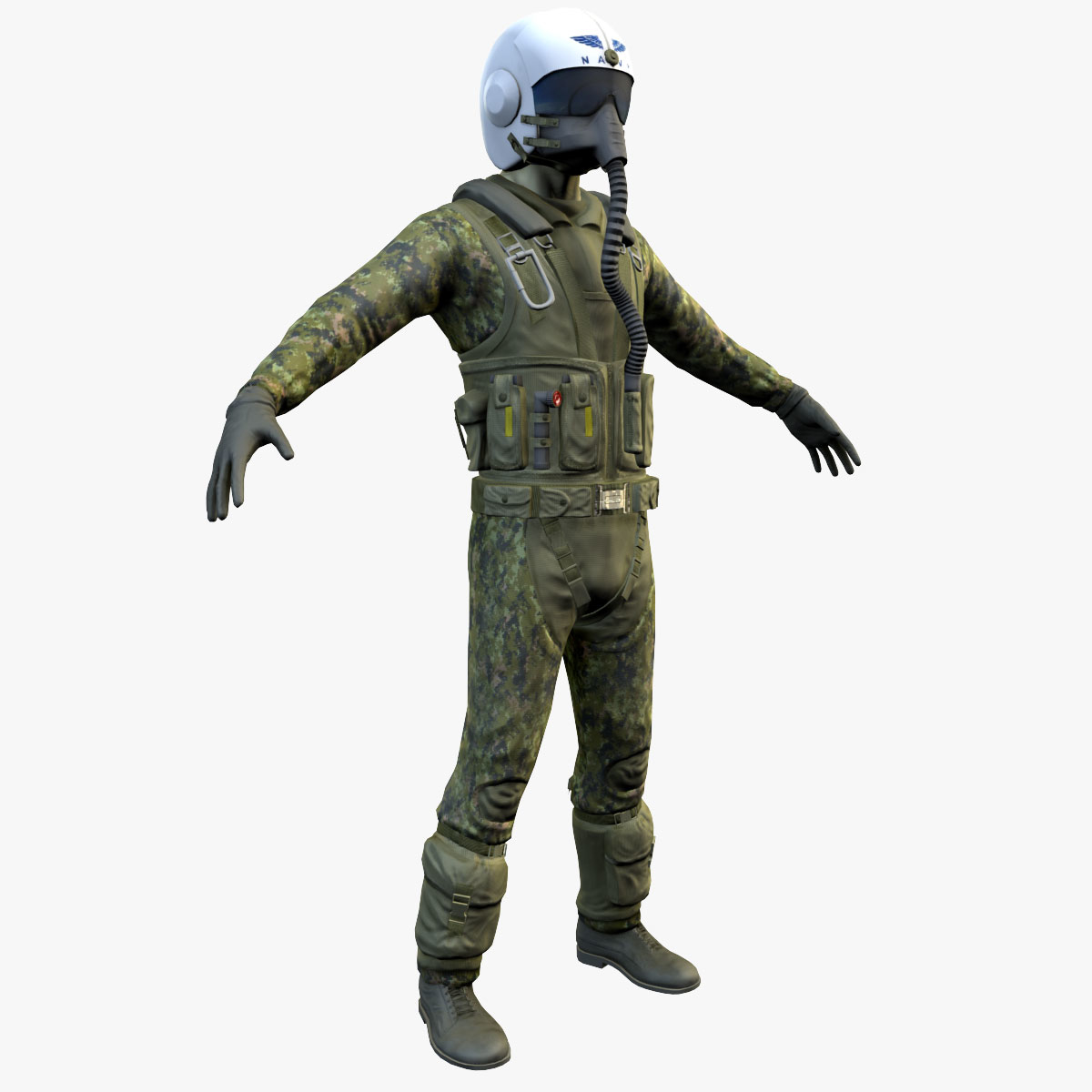 usmc f-4 phantom pilot 3d model