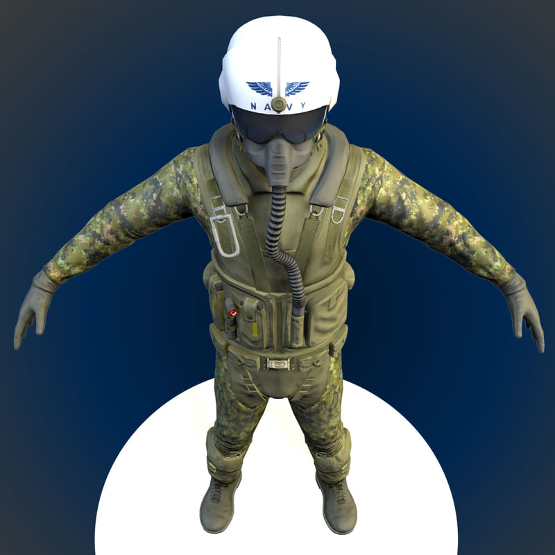 usmc f-4 phantom pilot 3d model