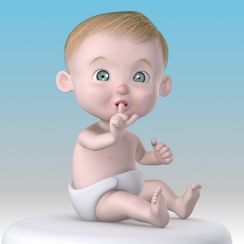 max rigged cartoon baby character
