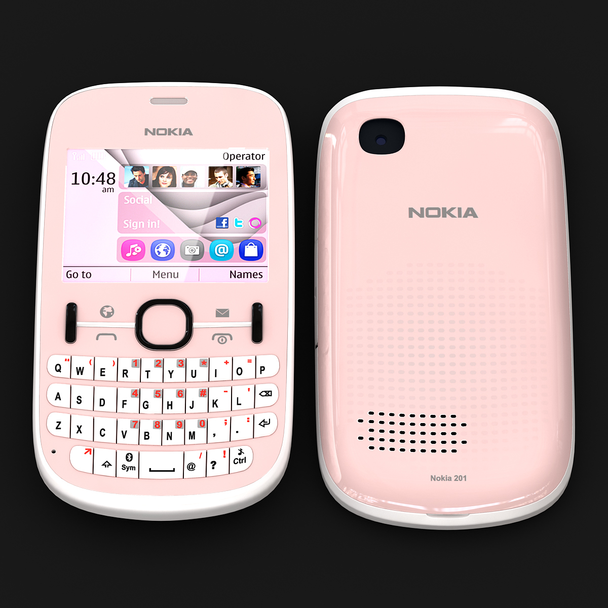 3d model nokia asha 201 pink
