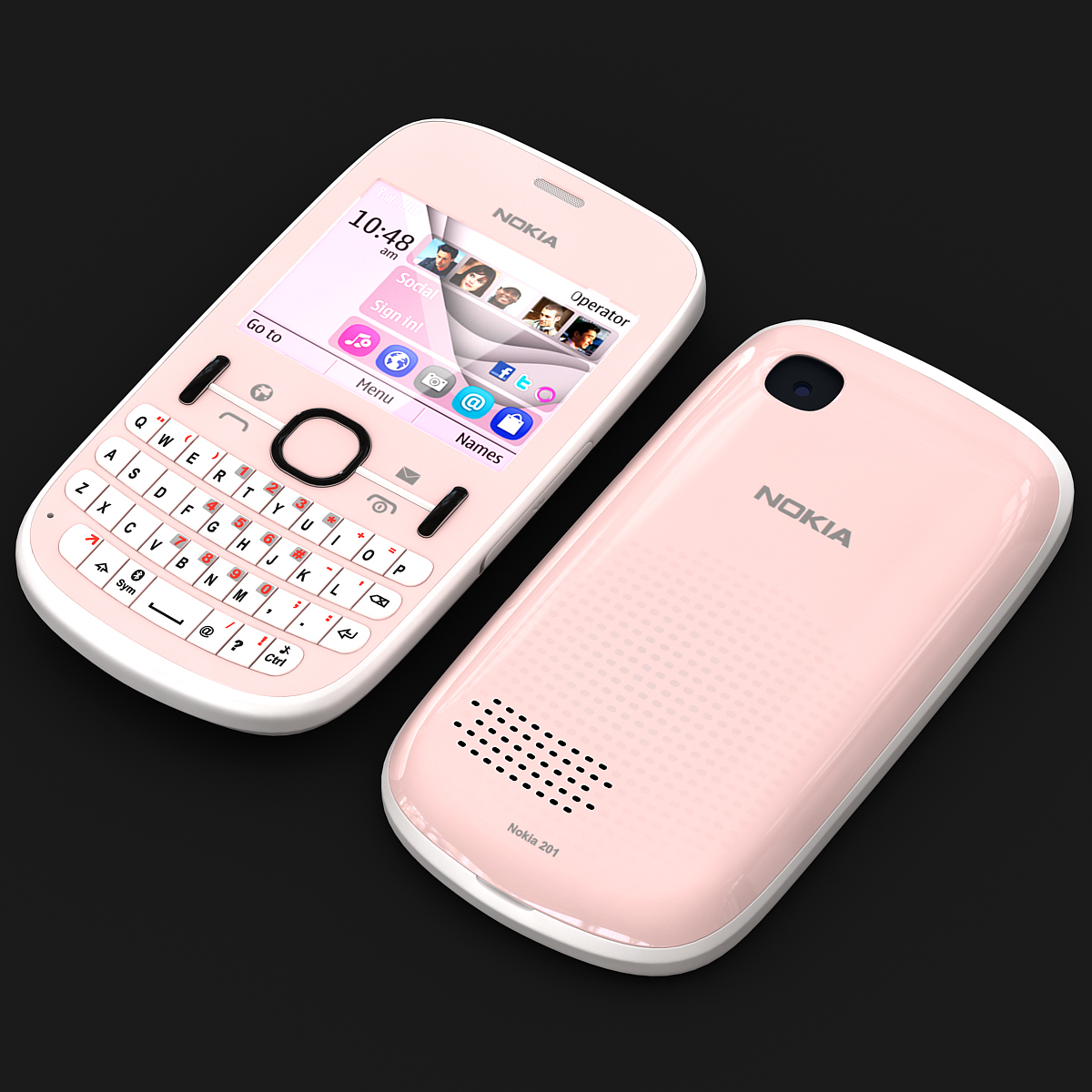 3d model nokia asha 201 pink