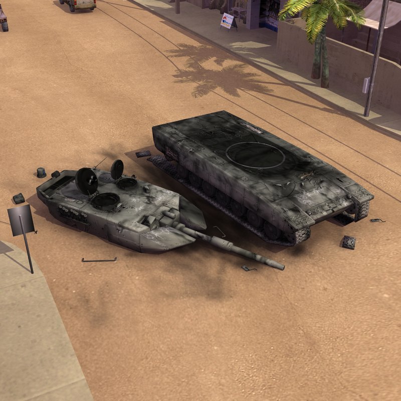3d 3ds destroyed leopard2a5 battle tank