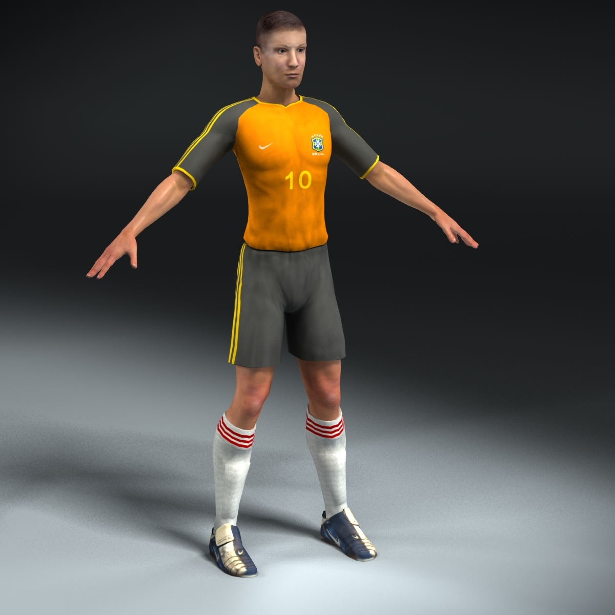 3d rigged soccer player model