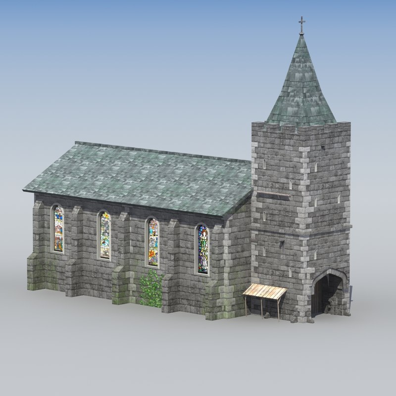 old medieval church 3d model