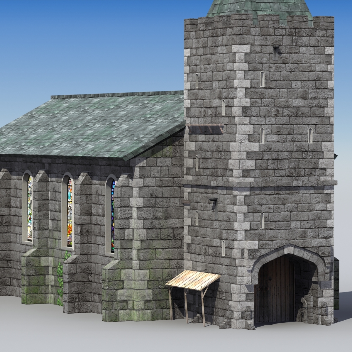 old medieval church 3d model