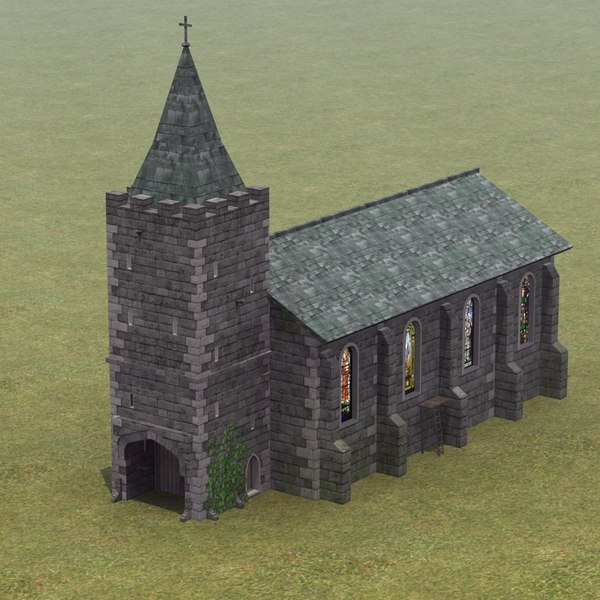 old medieval church 3d model