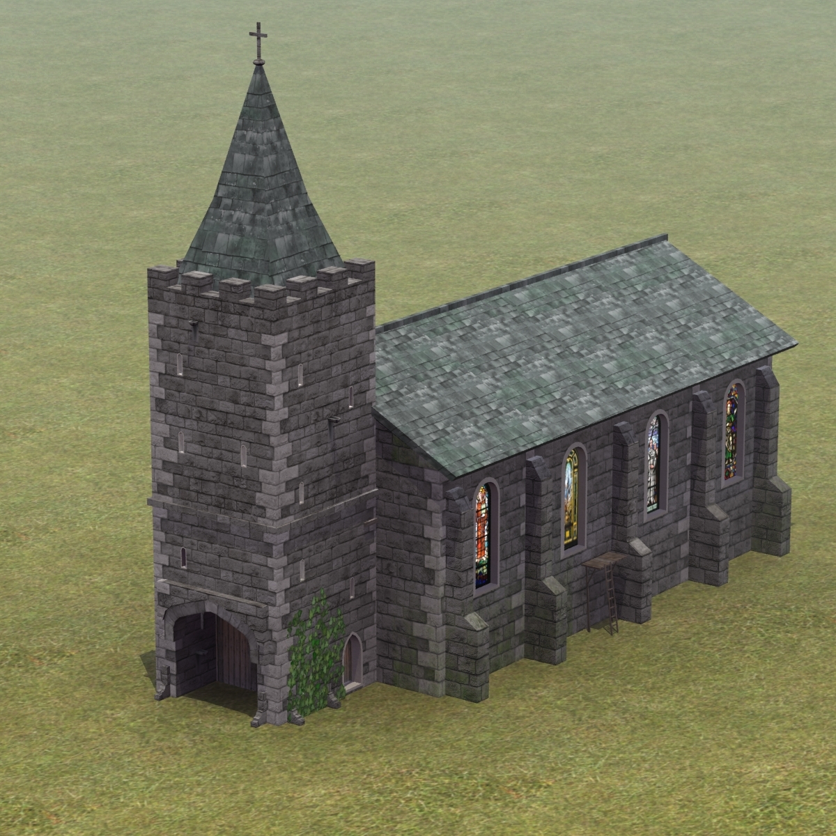 old medieval church 3d model